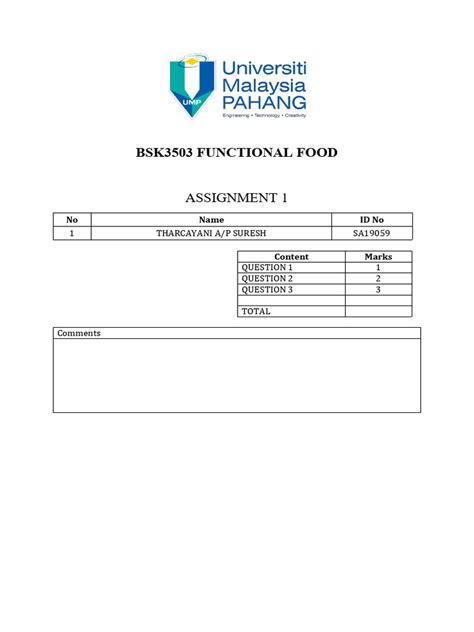 Sa19059 Assignment 1 Bsk3503 Sa1 9059 Tharcayani Suresh Pdf Cholesterol Barley