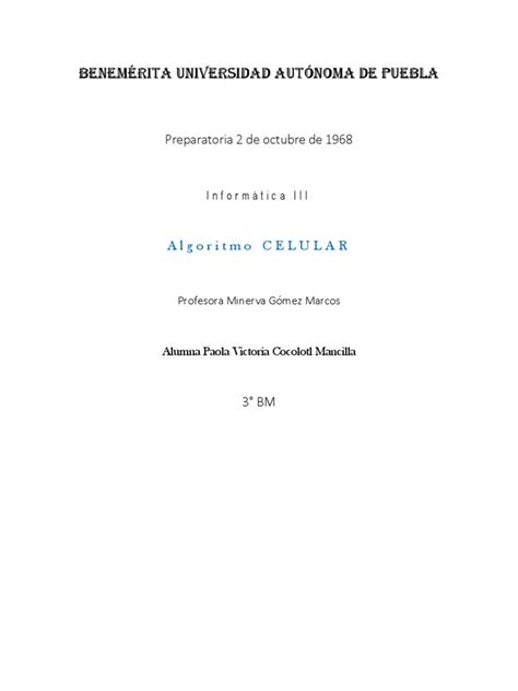 Algoritmo Celular Pdf Informática Informática Y Tecnología De La Información