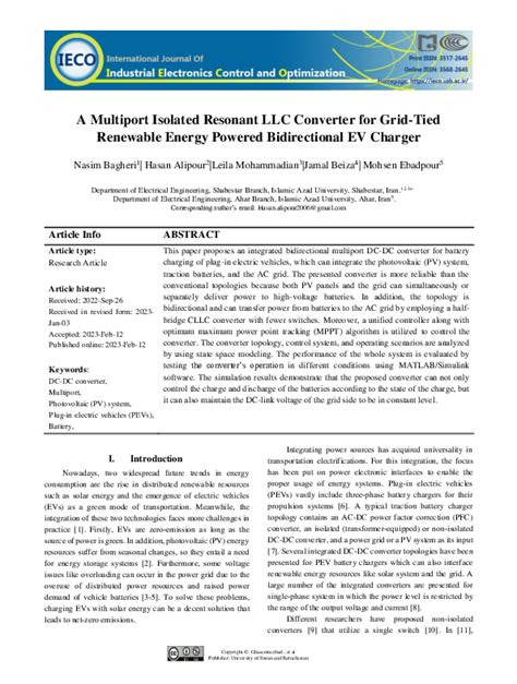 Pdf A Multiport Isolated Resonant Llc Converter For Grid Tied Renewable Energy Powered