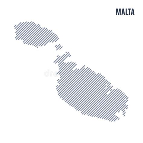 Vector Abstract Hatched Map Of Malta With Oblique Lines Isolated On A White Background Stock