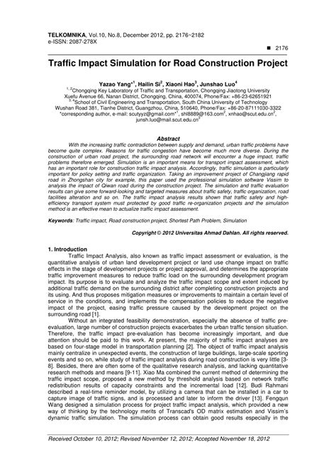 Pdf Traffic Impact Simulation For Road Construction Project