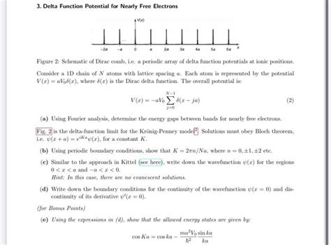 Solved 3 Delta Function Potential For Nearly Free Electrons