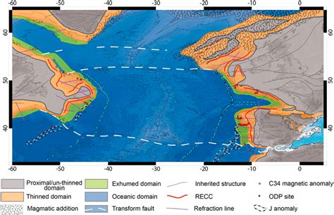 Map Of The Rift Domains Of The Southern North Atlantic The Domain