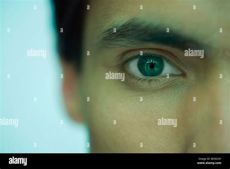Man Looking At Camera Close Up Of Eye Stock Photo Alamy