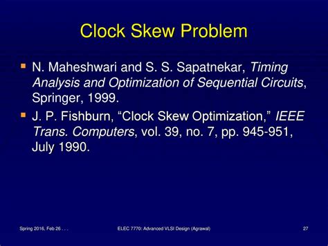 ELEC Advanced VLSI Design Spring Clock Skew Problem Ppt Download