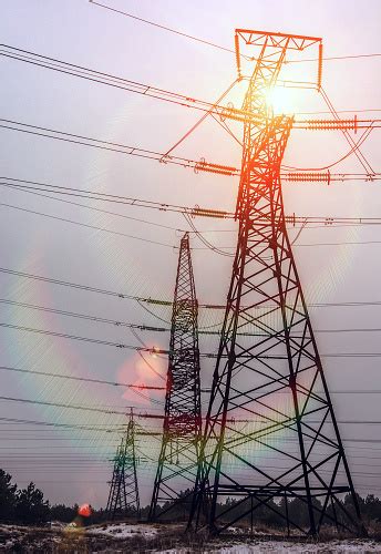 석양에 고전압 전원 라인 전기 분배 스테이션 고전압 전기 전송 타워 0명에 대한 스톡 사진 및 기타 이미지 0명 강철 건설 산업 Istock