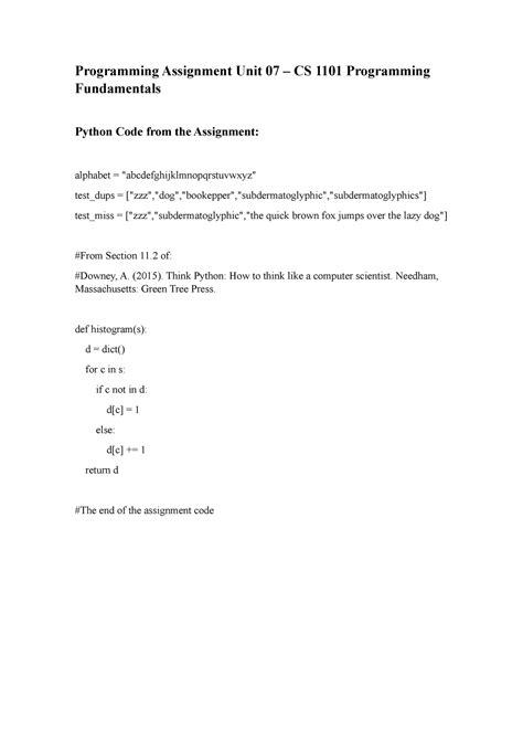 Programming Assignment Unit 07 CS 1101 UoPeople Studocu