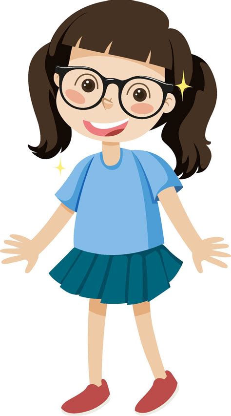 Cute Girl Wearing Glasses Cartoon Character 10516169 Vector Art At Vecteezy