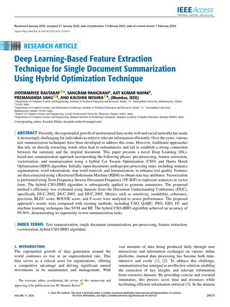 Deep Learning Based Feature Extraction Technique For Single Document Summarization Using Hybrid