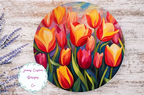 Sublimation Round Door Hanger Design Png Bright Painted Etsy