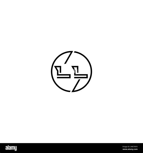 Ll Simple Outline Concept Logo And Circle Of Initial Design Black And White Background Stock