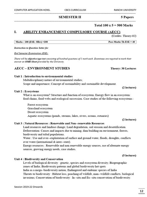 Evs Syllabus Pdf Biodiversity Natural Environment