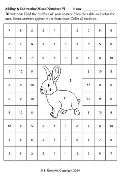Adding And Subtracting Mixed Numbers Color By Number Color By Code