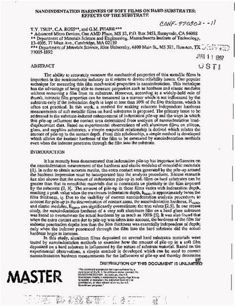 pdf nanoindentation hardness of soft films on hard substrates effects of the substrate