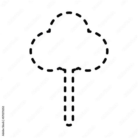 Tracing Lines Dotted Tree Outline Shape For Preschool And Kindergarten