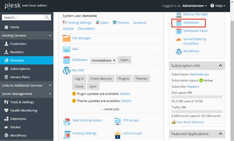 How To Backup The Database And Restore The Database In Plesk Servercake