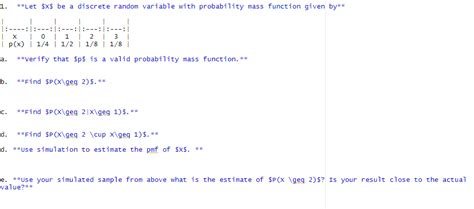 Solved Let X Be A Discrete Random Variable With Chegg