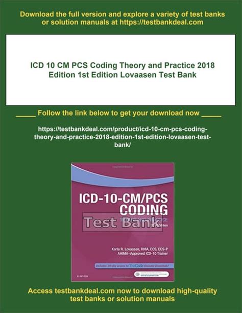 Icd 10 Cm Pcs Coding Theory And Practice 2018 Edition 1st Edition Lovaasen Test Bank Pdf