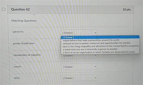 Matching Questions Patriarchy Gender Chegg Com