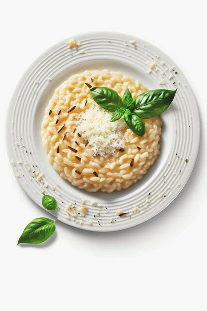 Premium Ai Image Creamy Italian Arborio Rice Risotto Isolated On White Background