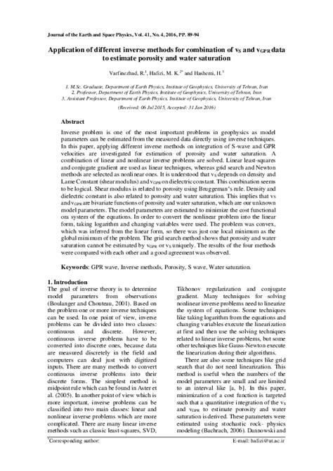 pdf application of different inverse methods for combination of vs