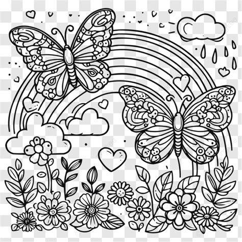 Dibujos Para Colorear De Flores Y Mariposas