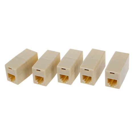 5 Pcs Beige Plastic Rj11 6p4c Female Female Telephone Cable Inline Connector