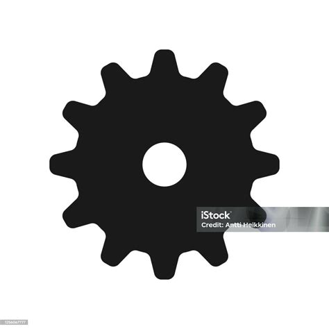 코그휠 아이콘 스프로킷 휠 로고 설정 버튼 기호입니다 정비사 기어 기호 흰색 배경에 고립 된 검은 실루엣 벡터 일러스트