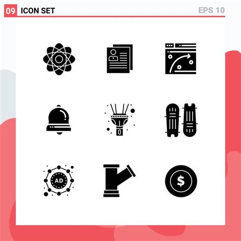 Set Of 9 Vector Solid Glyphs On Grid For Christmas Bell Bells File Bell Window Editable Vector