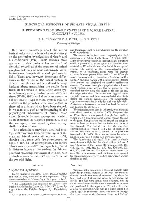 Electrical Responses Of Primate Visual System Ii Recordings From