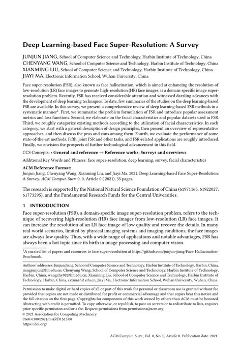 pdf deep learning based face super resolution a survey