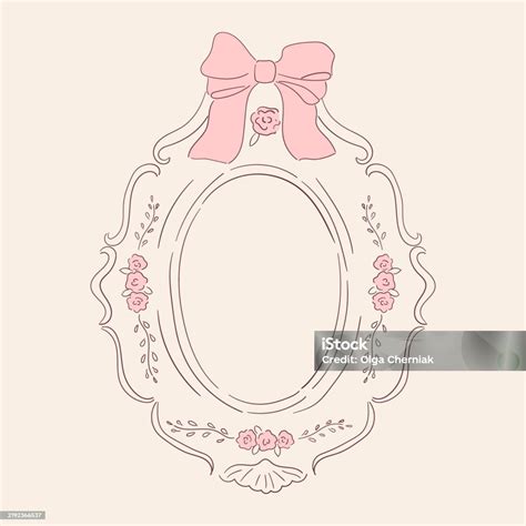 귀여운 타원형 빈티지 프레임에 활이 있습니다 카드 포스터 인쇄 디자인에 대 한 손으로 그린 요괴 템플릿 발렌타인 데이 결혼 축하를 위한 화려한 가리 장식 0명에 대한 스톡