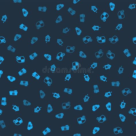 Set Cloud Computing Lock Retro Wall Watch Shield Security With And Folder And On Seamless