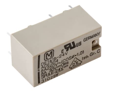 DE1A1B24 Panasonic Panasonic PCB Mount Power Relay 24V Dc Coil DPST 173 8206 RS Components