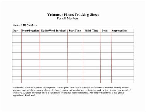 Community Service Record Sheet Template