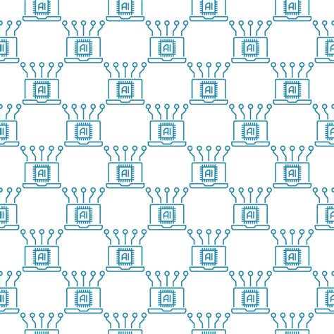 Premium Vector Laptop And Artificial Intelligence Ai Vector Seamless Pattern In Outline Style