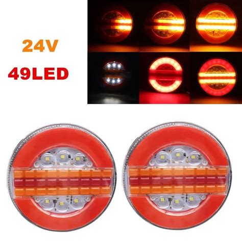 12pcs Dynamic Led 24v Car Truck Tail Light Rear Stop Indicator Brake