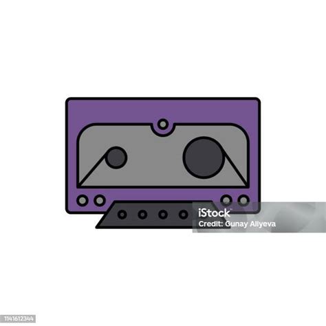 카세트 음악 테이프 아이콘 색상 음악 스튜디오 장비 아이콘의 요소입니다 프리미엄 품질의 그래픽 디자인 아이콘입니다 징후 및 기호 컬렉션 아이콘 Dj에 대한 스톡 벡터 아트