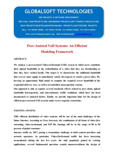 2014 Ieee Java Parallel Distributed Project Peer Assisted Vod Systems