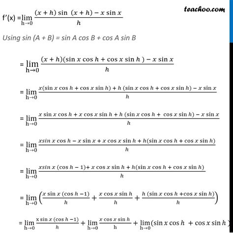 Example 20 Find Derivative First Principle F X Sin X Cos X
