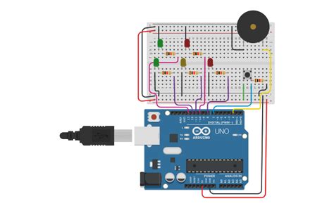 Circuit Design Traffic Lights Tinkercad