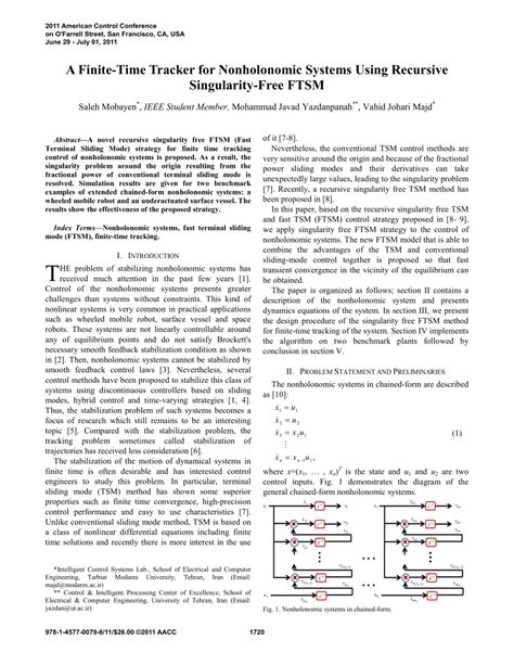 Pdf A Finite Time Tracker For Nonholonomic Systems Using Recursive
