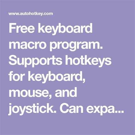 Free Keyboard Macro Program Supports Hotkeys For Keyboard Mouse And