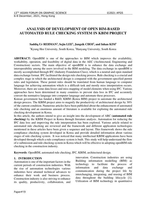 Pdf Analysis Of Development Of Open Bim Based Automated Rule Checking System In Kbim Project