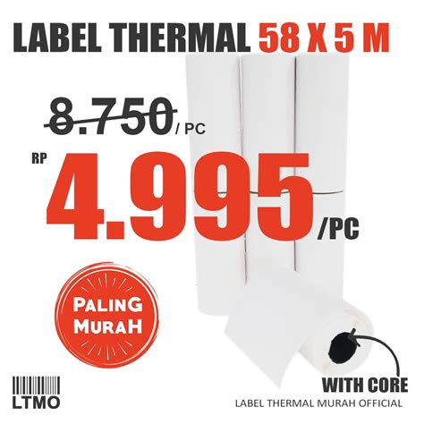 Jual Label Barcode Murah Printer Bluetooth 58x5 Meter With Core