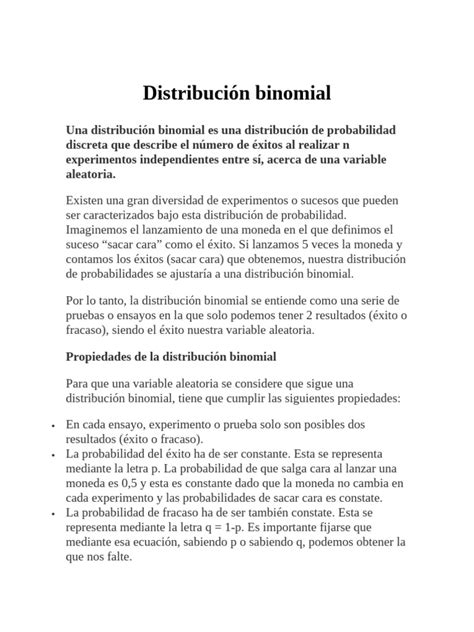 Distribución Binomial Pdf