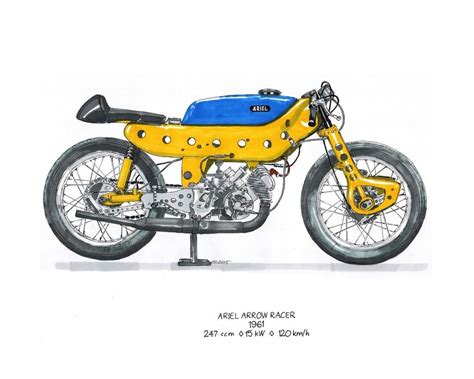 Vintage Ariel Arrow Racer 1961 Drawing