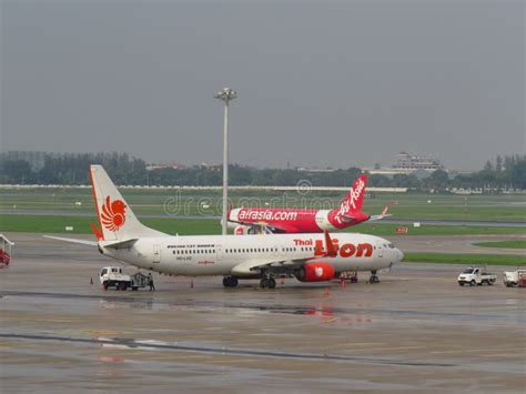 15th April 2025 Bangkok Thailand An Air Asia Flight Taxis On The Tarmac At Don Mueang