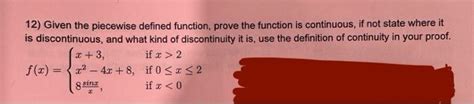 Solved 12 Given The Piecewise Defined Function Prove The