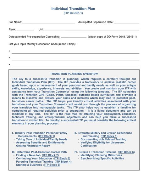 Free Transition Plan Templates For Job Shift And Employee